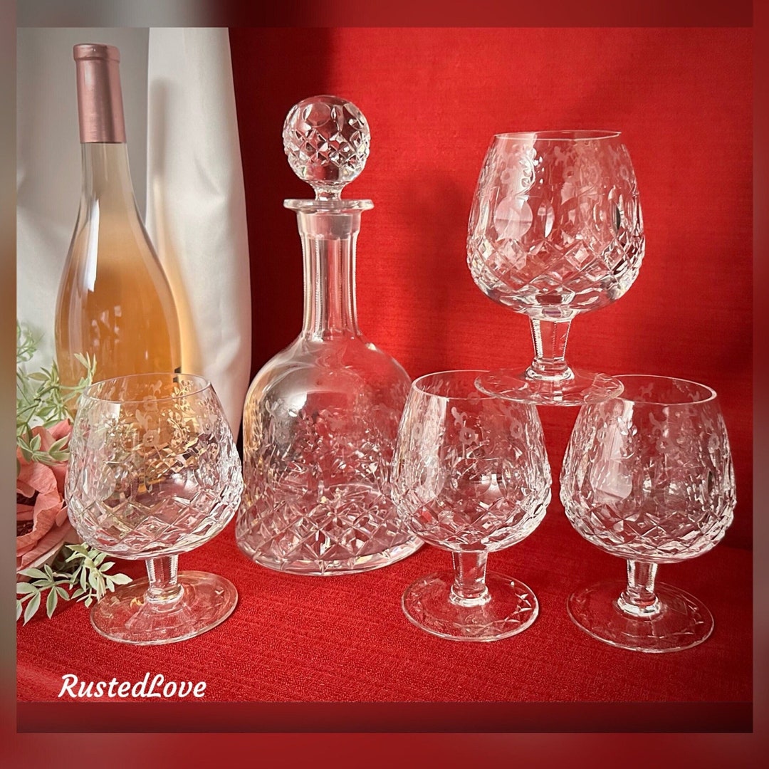 Rogaska Gallia Bourbon Decanter / Gallia Whiskey Brandy Glasses ...