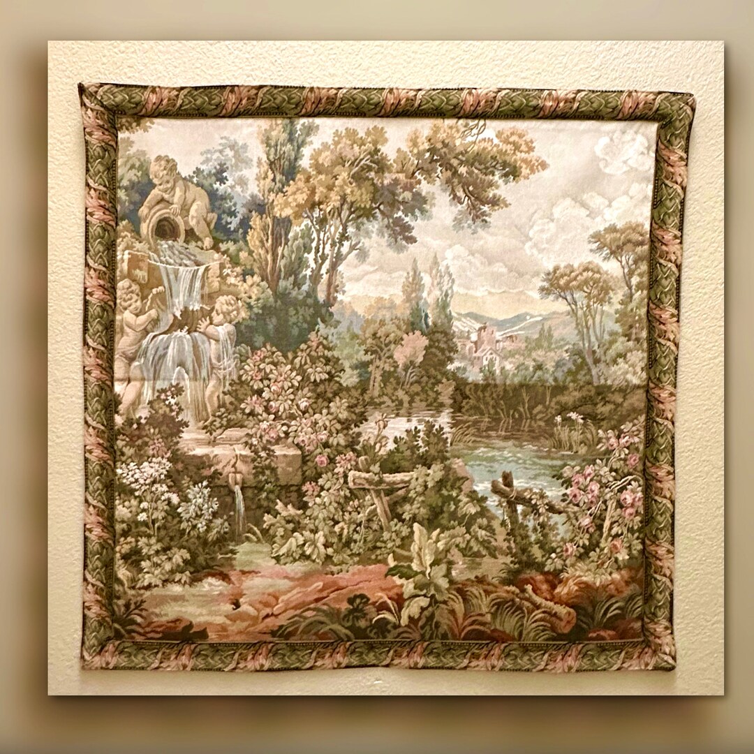 Tapestry Wall Hanging / Victorian Cherub Scene Wall Tapestry Wall ...