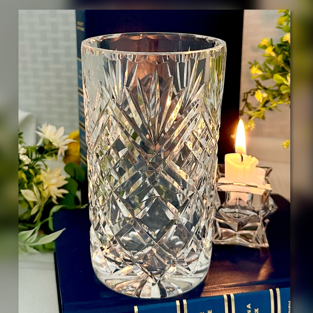 Vintage Crystal Flower Vase / Vintage Decorative Crystal Flower Holder ...