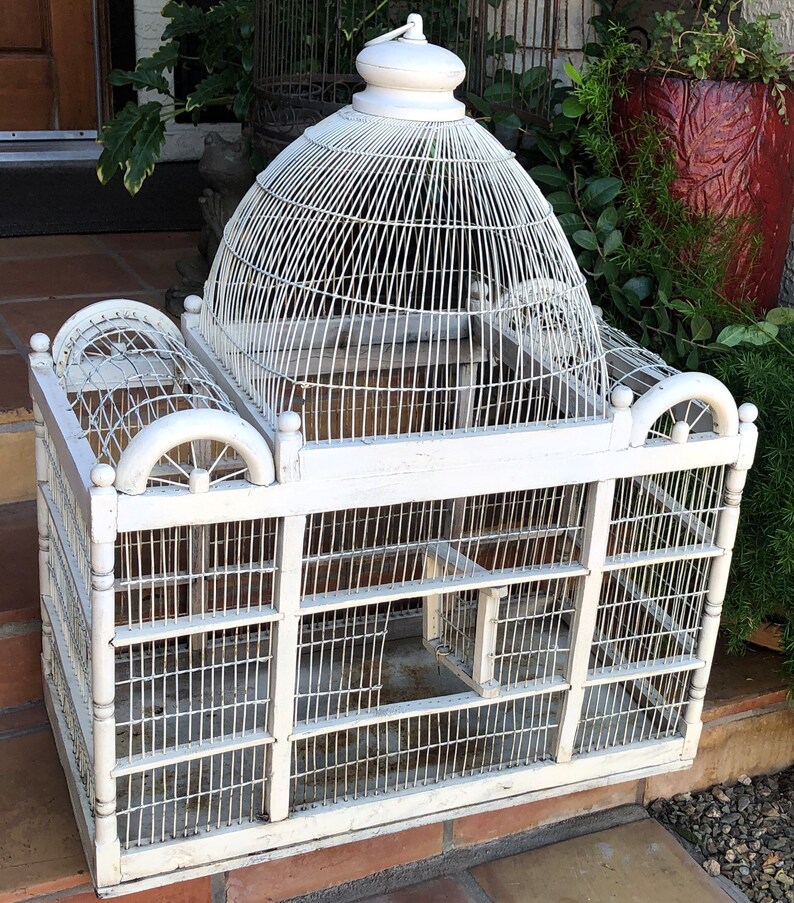 Vintage Metal Bird Cage / Vintage Victorian / Wood Bird Cage / - Etsy