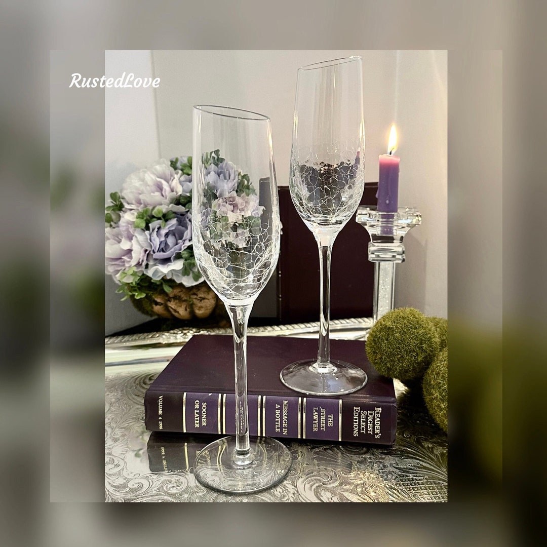 Pier 1 Crackle Angled Rim Champagne Glasses / Crackle Pier 1 Champagne ...