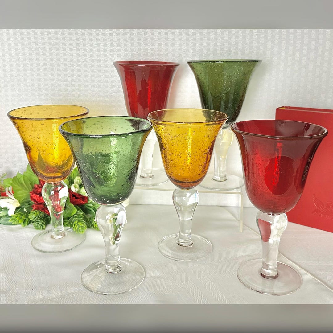 Artland Iris Bubble Glasses - Hand Blown Colored Stemware, Set of 6 - Etsy