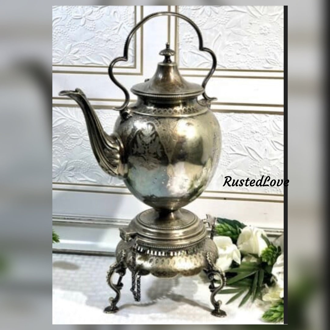 Antique Victorian Tea Kettle / Silverplated Tea Pot / Vintage Tilting ...