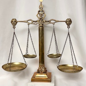 Vintage Justice Scale / Scales of Justice / Vintage Brass and Marble ...