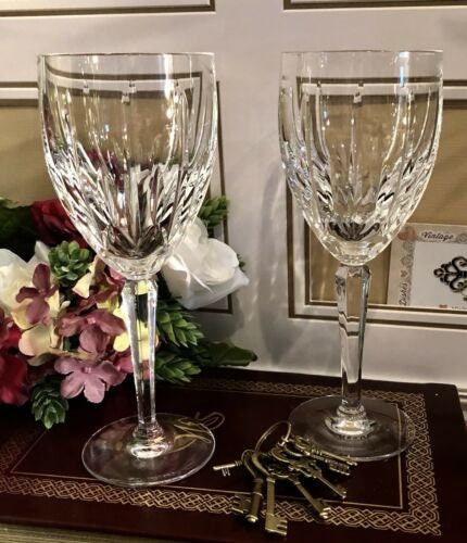 Lenox Clarity Cut Crystal Wine Glasses 7 Discontinued Heavy brilliant ...