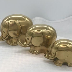 Vintage Brass Elephants / Elephant Statues / Solid Brass / Elephant ...