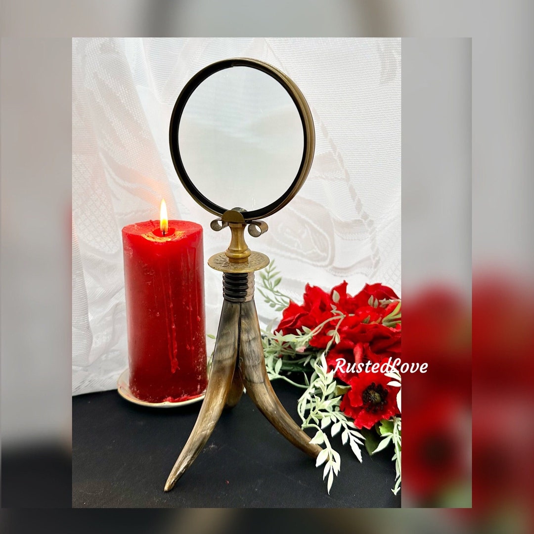 Vintage Magnifying Glass / Tripod Horn Legged Magnifying Glass ...