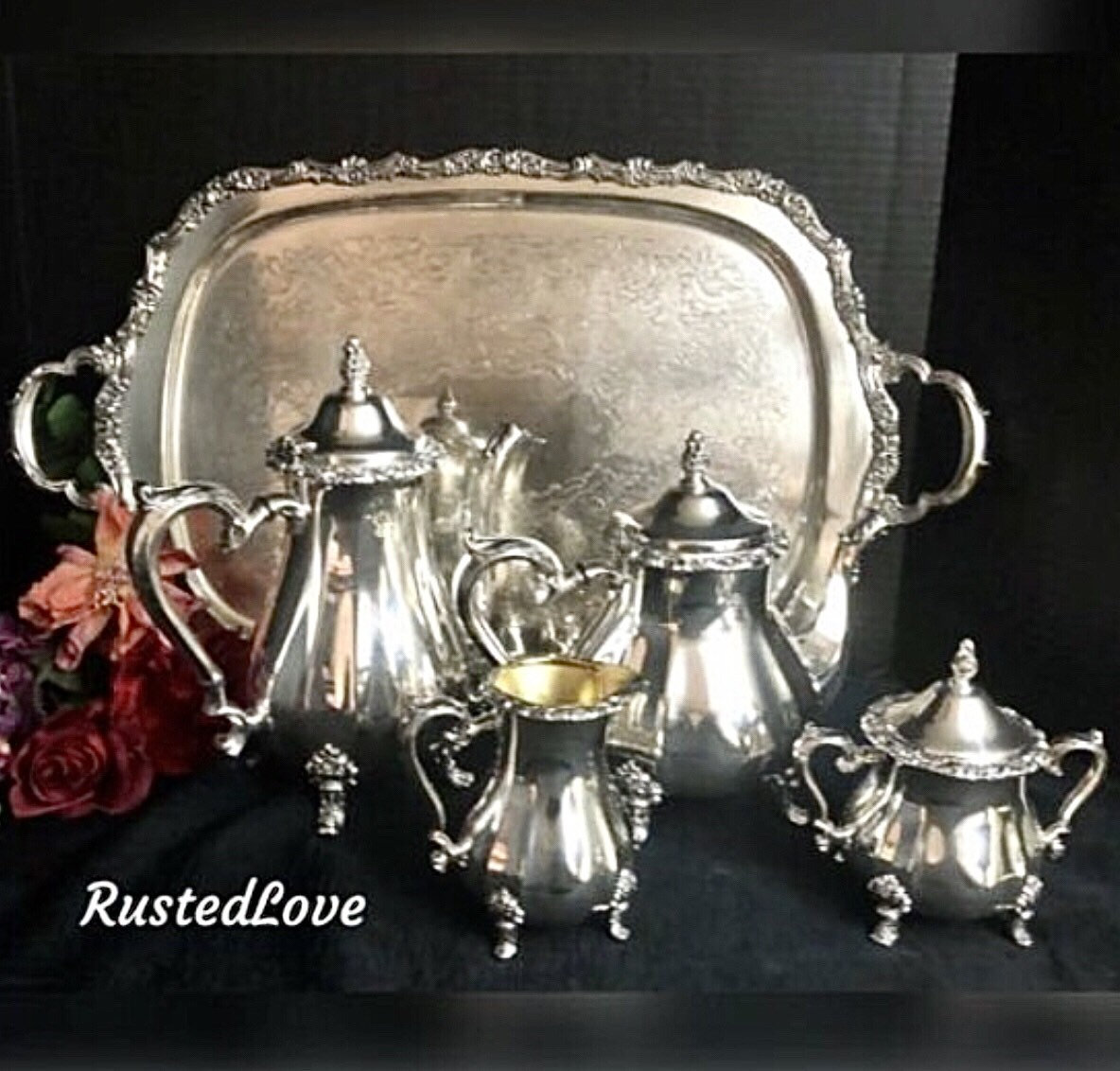 Vintage Tea Set / Vintage Oneida / Webster Wilcox Tea Set / Silver ...
