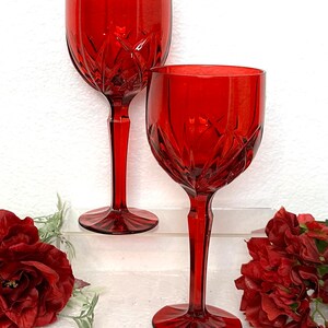 Waterford Crystal Water Glasses / Red Brookside Glasses / Red Water ...
