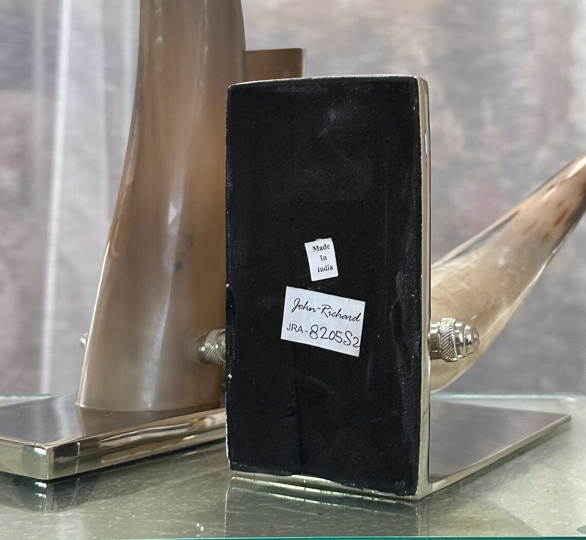 Horn and Metal Book Ends / Horn Statues by Jonh Richard / Natural Horn ...