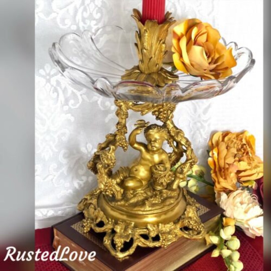 Antique Baroque Centerpiece Bowl / Brass Cherub Flower Bowl / - Etsy