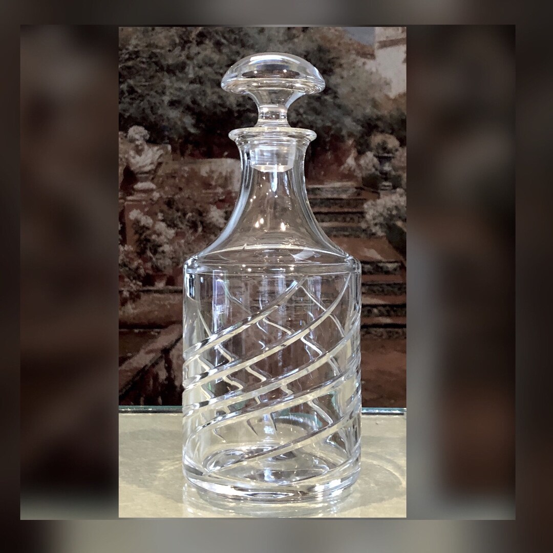 Elegant Decanter / Cut Glass / Swirl Cut Decanter / Vintage Barware ...