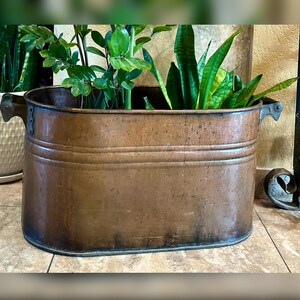 Vintage Copper Wash Basin / Vintage Copper Wash Tub / Copper Boiler ...
