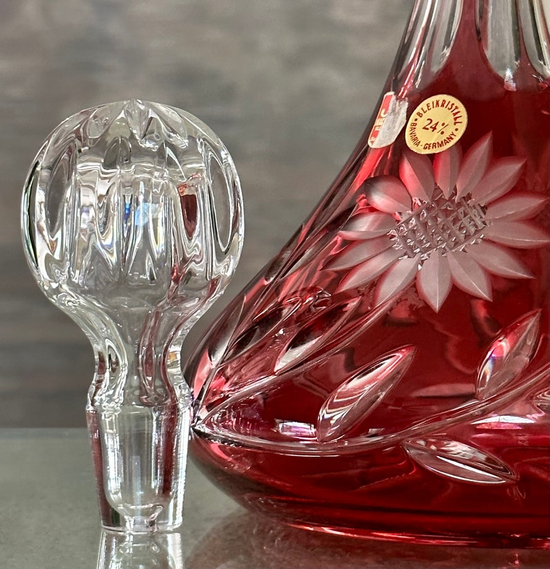 Vintage Nachtmann Ruby Red Cut to Clear Crystal Decanter - Etsy