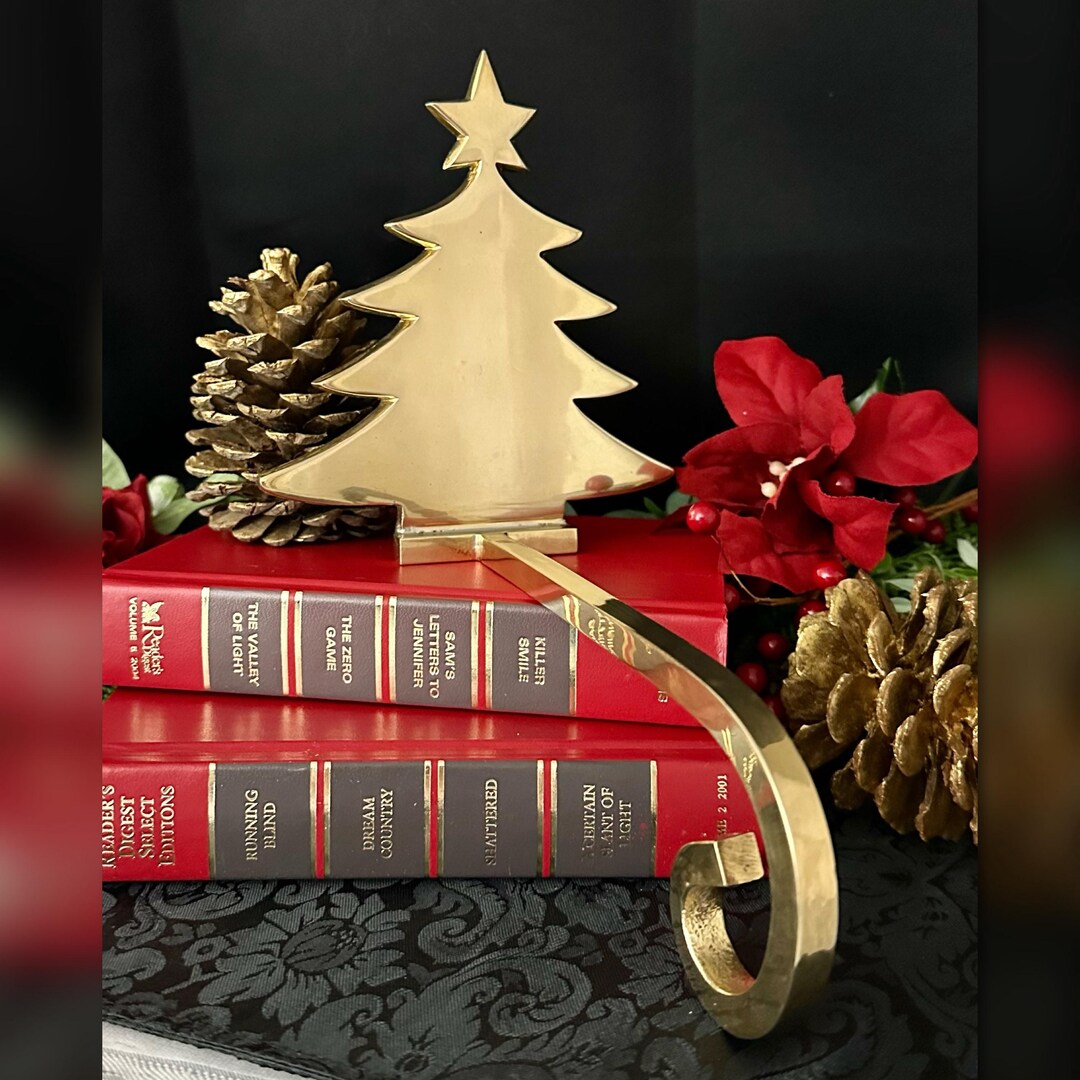 Vintage Brass Christmas Tree Stocking Hook / Brass Christmas Tree Long ...