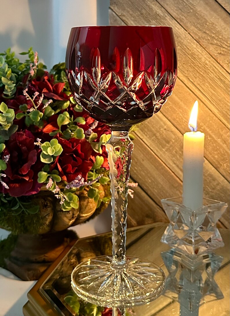 Vintage Ajka Arabella Ruby Red Cut to Clear Wine Hock Glass - Etsy