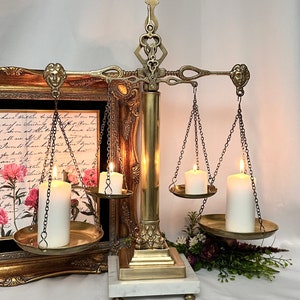 Vintage Justice Scale / Scales of Justice / Vintage Brass and Marble ...