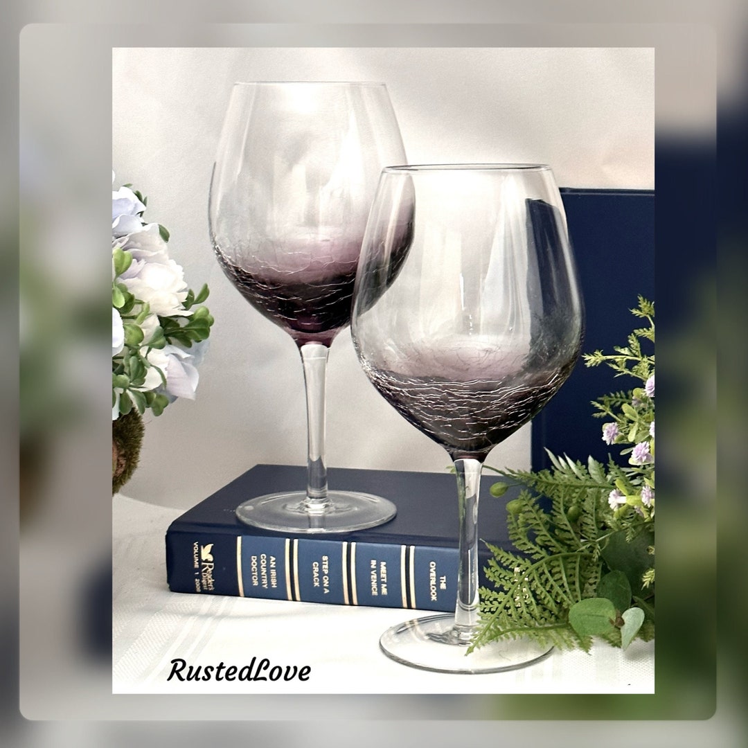Pier 1 Purple Crackle Wine Glass Crackle Wine Glasses Pier 1 Purple 18 Oz Wine Glasses
