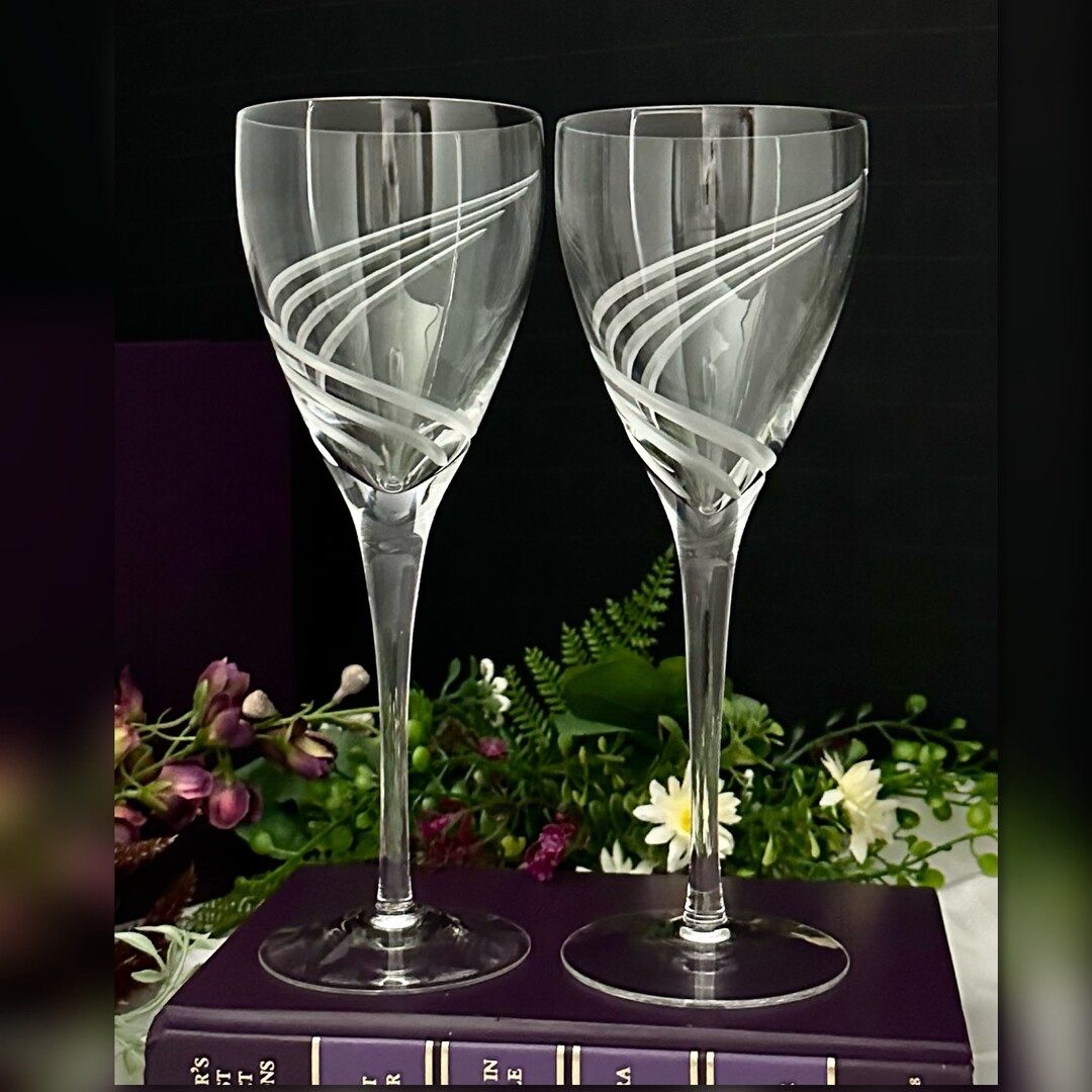 Lenox Windswept Water Glasses / Vintage Lenox Windswept / Blown Etched ...