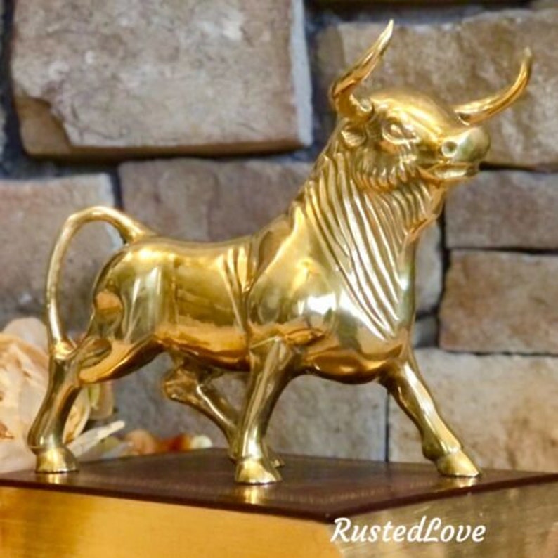 Vintage Brass Bull Statue / Charging Bull Figure / Solid - Etsy