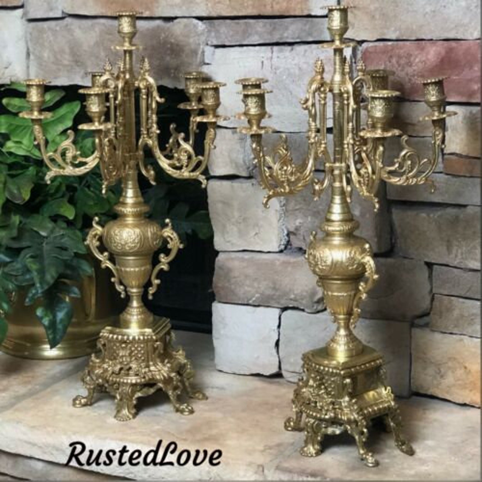 Vintage Brass Candelabras Large Candle Holders Baroque Rocco | Etsy