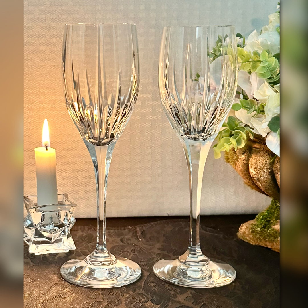 Vintage Mikasa Arctic Lights Wine Glasses - Set of 2 Crystal Goblets - Etsy