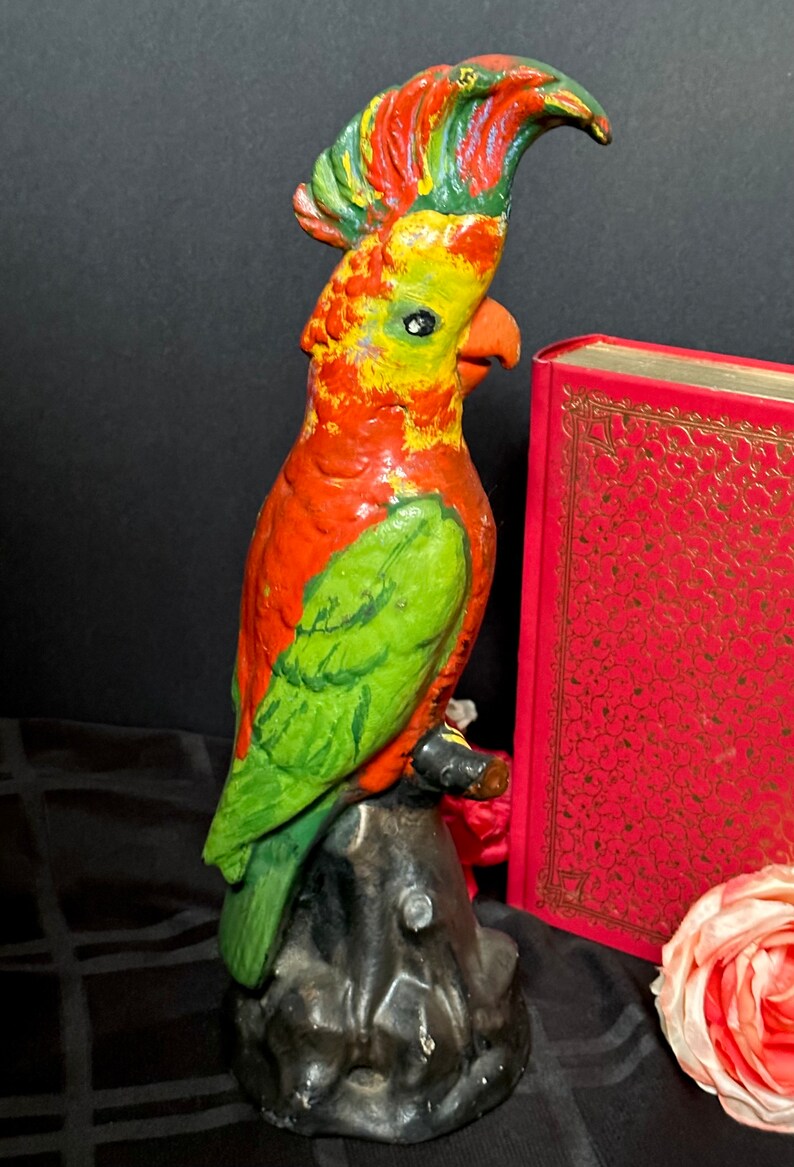 Antique Cast Iron Parrot Doorstop / Colorful Cockatoo / Hand - Etsy