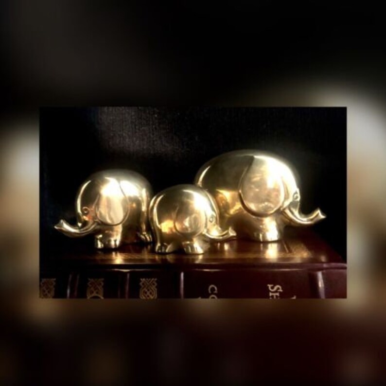 Vintage Brass Elephants / Elephant Statues / Solid Brass / - Etsy