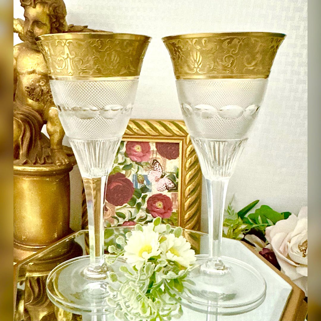 Vintage Moser Splendid Gold Water Goblets, Czechia Crystal, Set of 2 - Etsy
