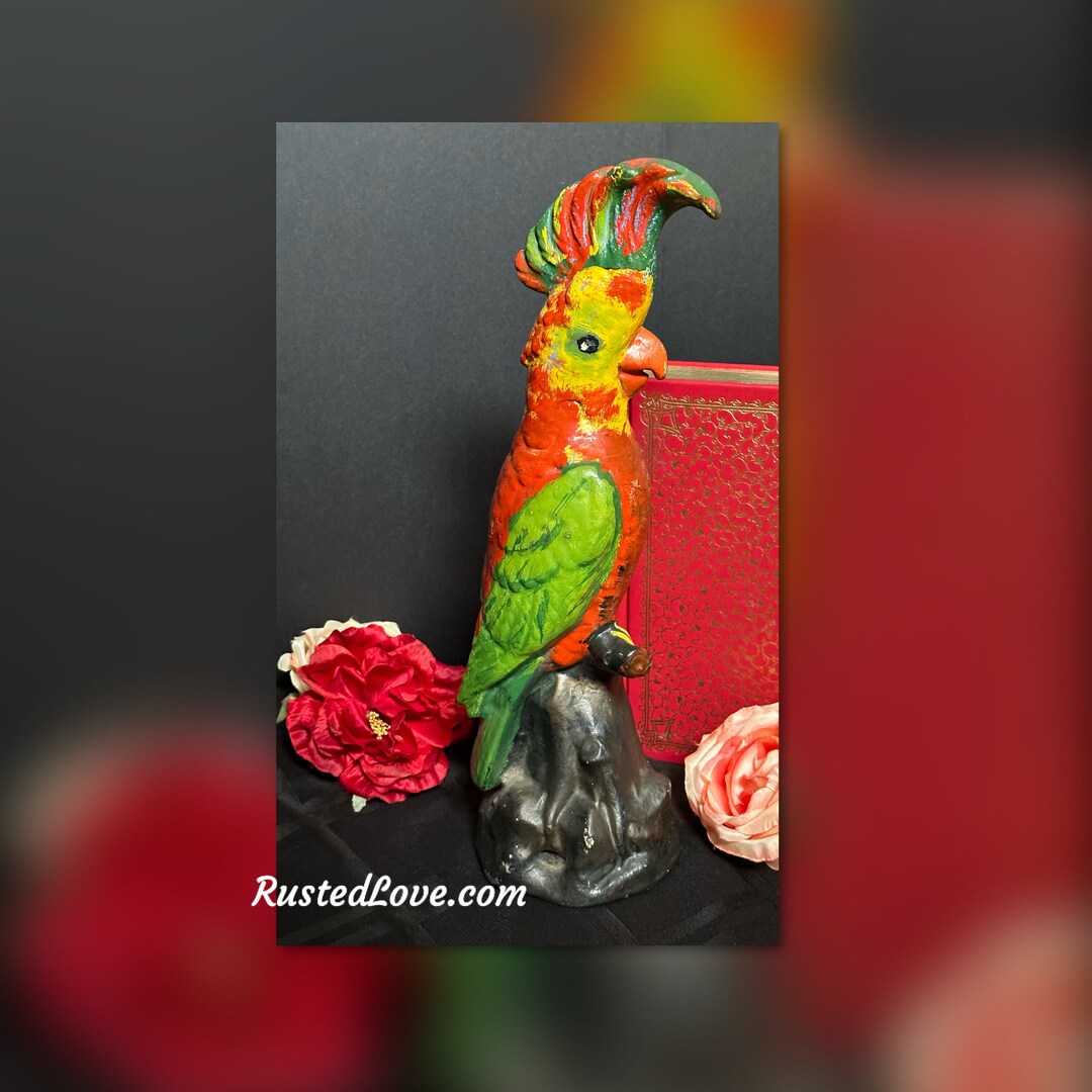 Antique Cast Iron Parrot Doorstop / Colorful Cockatoo / Hand - Etsy