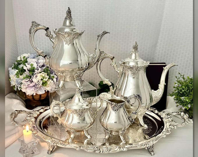 Wallace Silver Baroque Silver Plate Tea Set / Baroque Tea and Coffee ...