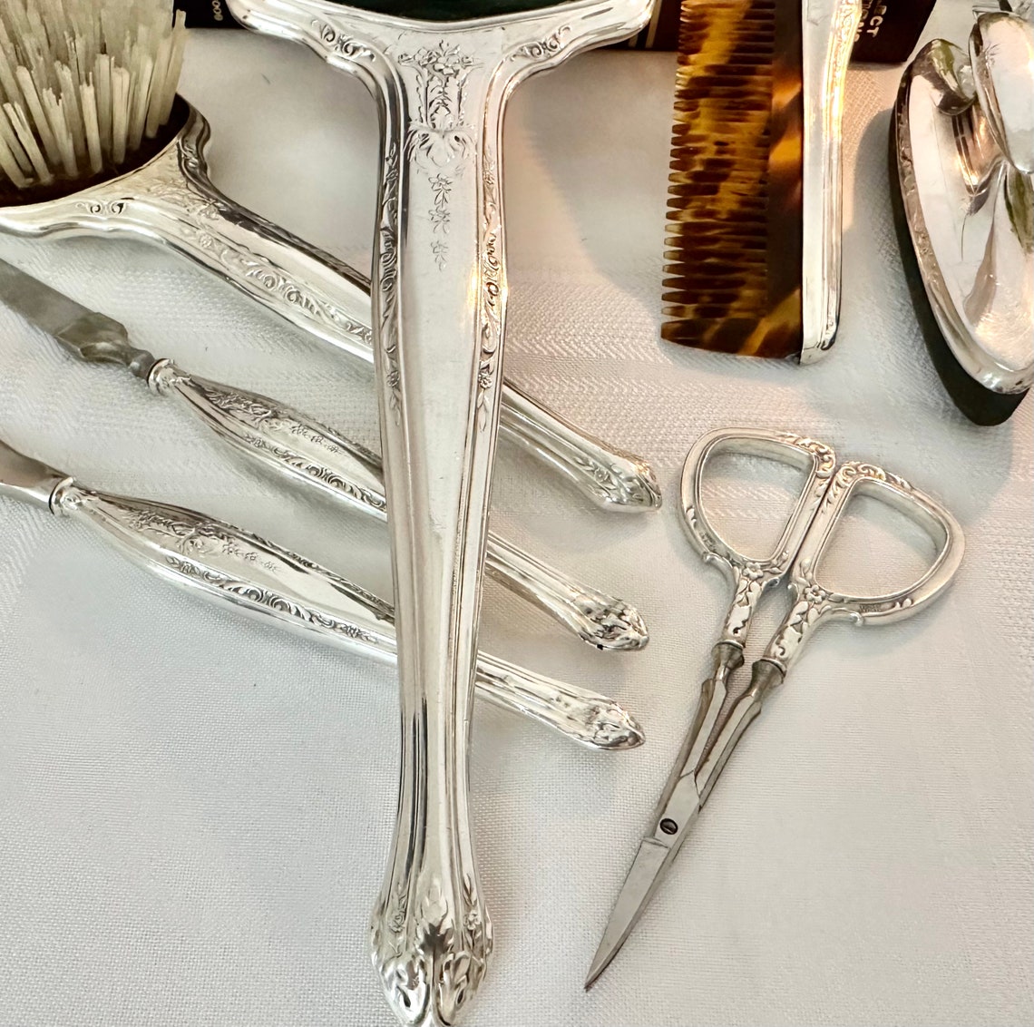 Antique Wallace Sterling Silver Dresser Set, Art Deco Monogrammed - Etsy
