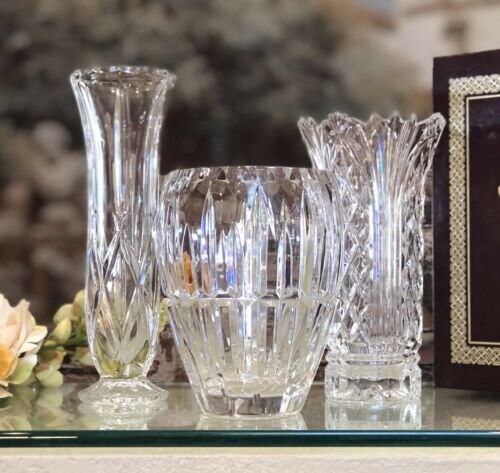 Crystal Vases / Vintage Cut Glass / Cut Crystal / Flower Vases ...
