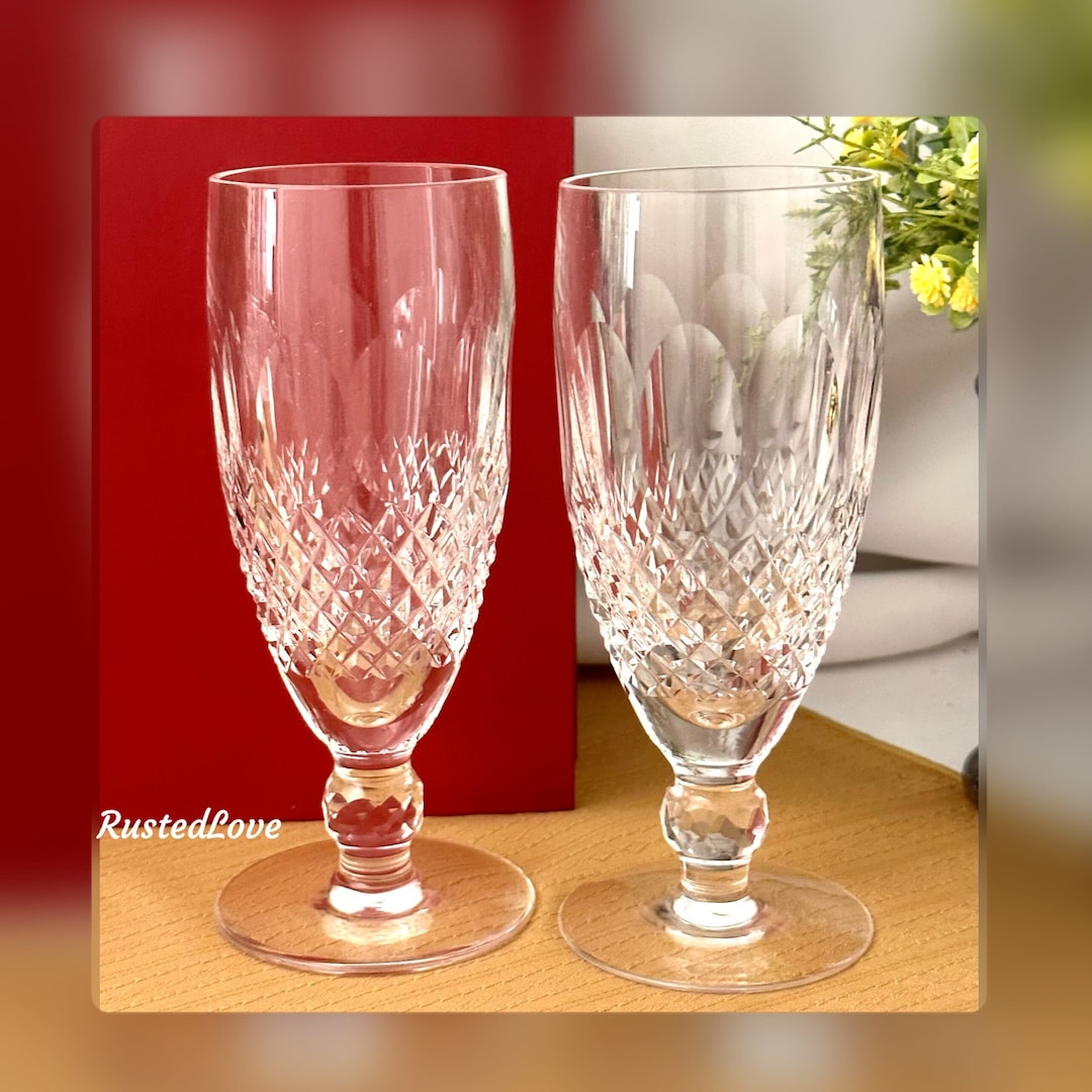 Vintage Waterford Colleen Champagne Flutes, Short Stem Crystal Toasting ...