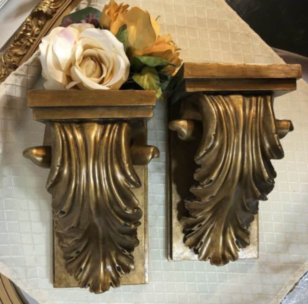 Decorative Corbels / Gold Wall Shelves /vintage Gold wood Composite ...