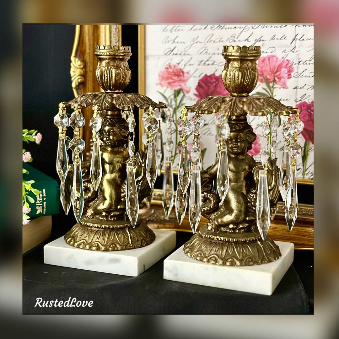 Vintage Hollywood Regency Candle Holders / Koi Fish Brass Candlesticks ...