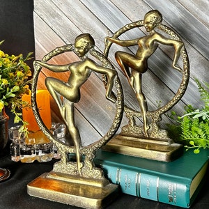 Vintage Bookends / Art Deco Dancing Ladies / Solid Bronze / Antique ...