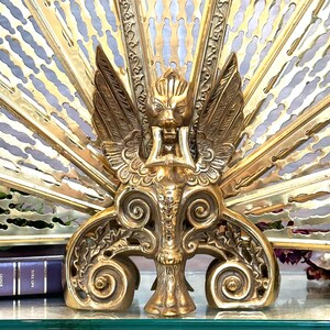 Fireplace Gargoyle Brass Fireplace Screen / Folding Peacock Fireplace ...