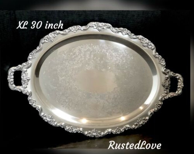 XL Poole Lancaster Rose Silver Plated Tray #400/600 - Very Ornate 30 ...
