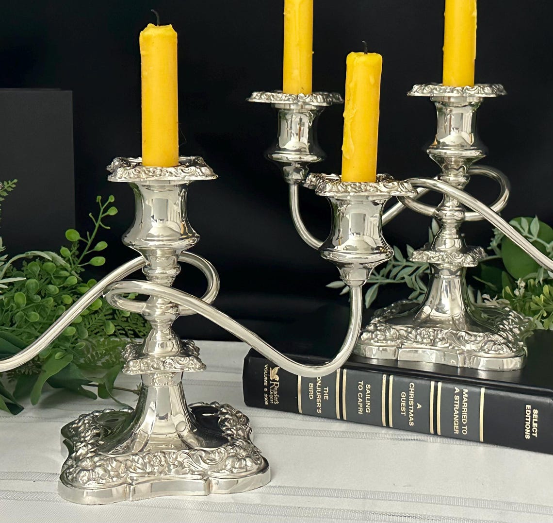 Silver Plated Candelabras / Benedict Proctor Art Nouveau Styled ...