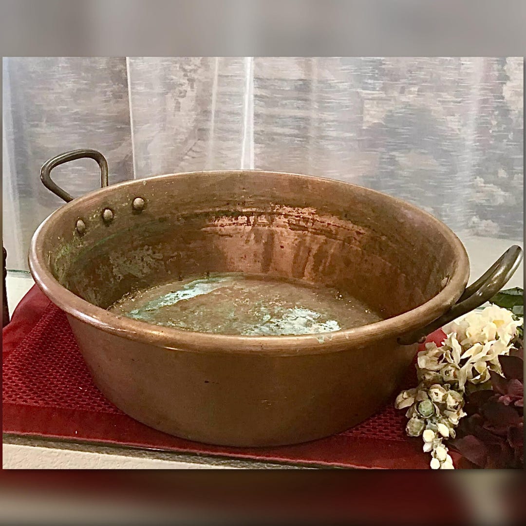 Vintage Copper Pan / Copper Planter / Hand Crafted Copper Pan / Large ...