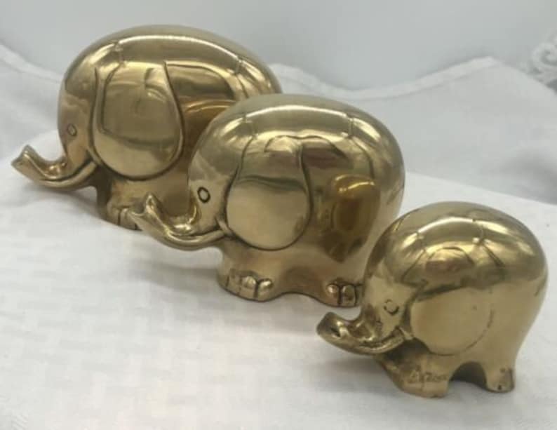 Vintage Brass Elephants / Elephant Statues / Solid Brass / - Etsy