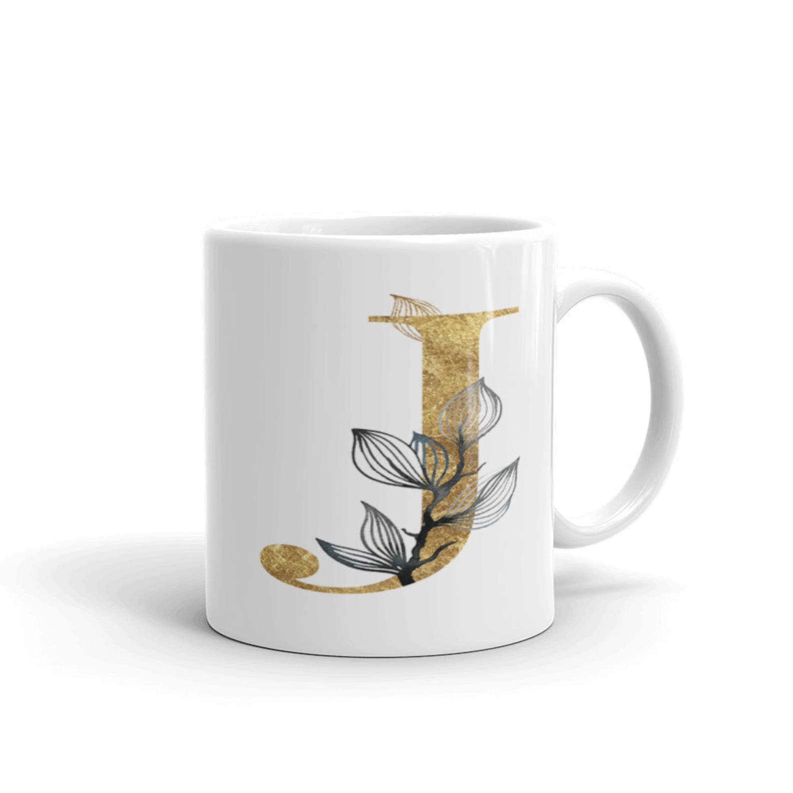 Golden Floral Monogram Letter J Mug Unique Coffee Mugs - Etsy UK