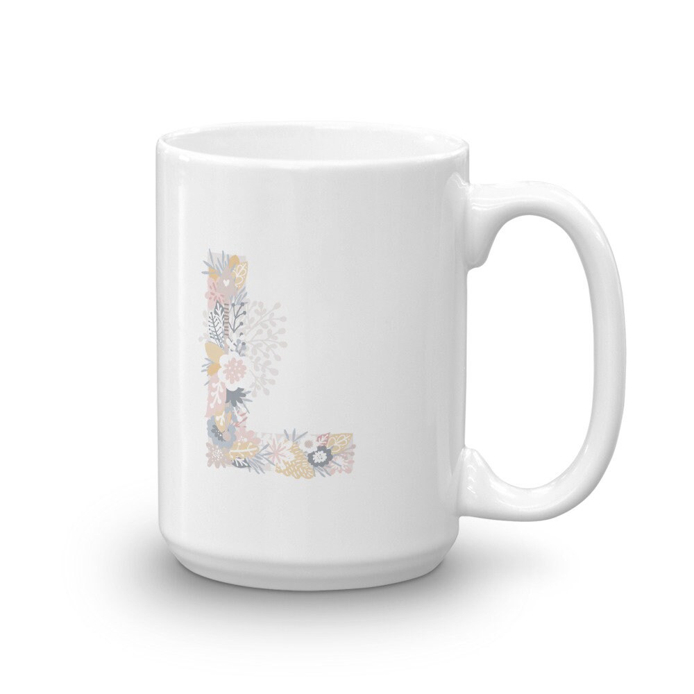Monogram Letter Mug Nature Flowers Letter L | Coffee Mug, Travel Mug ...