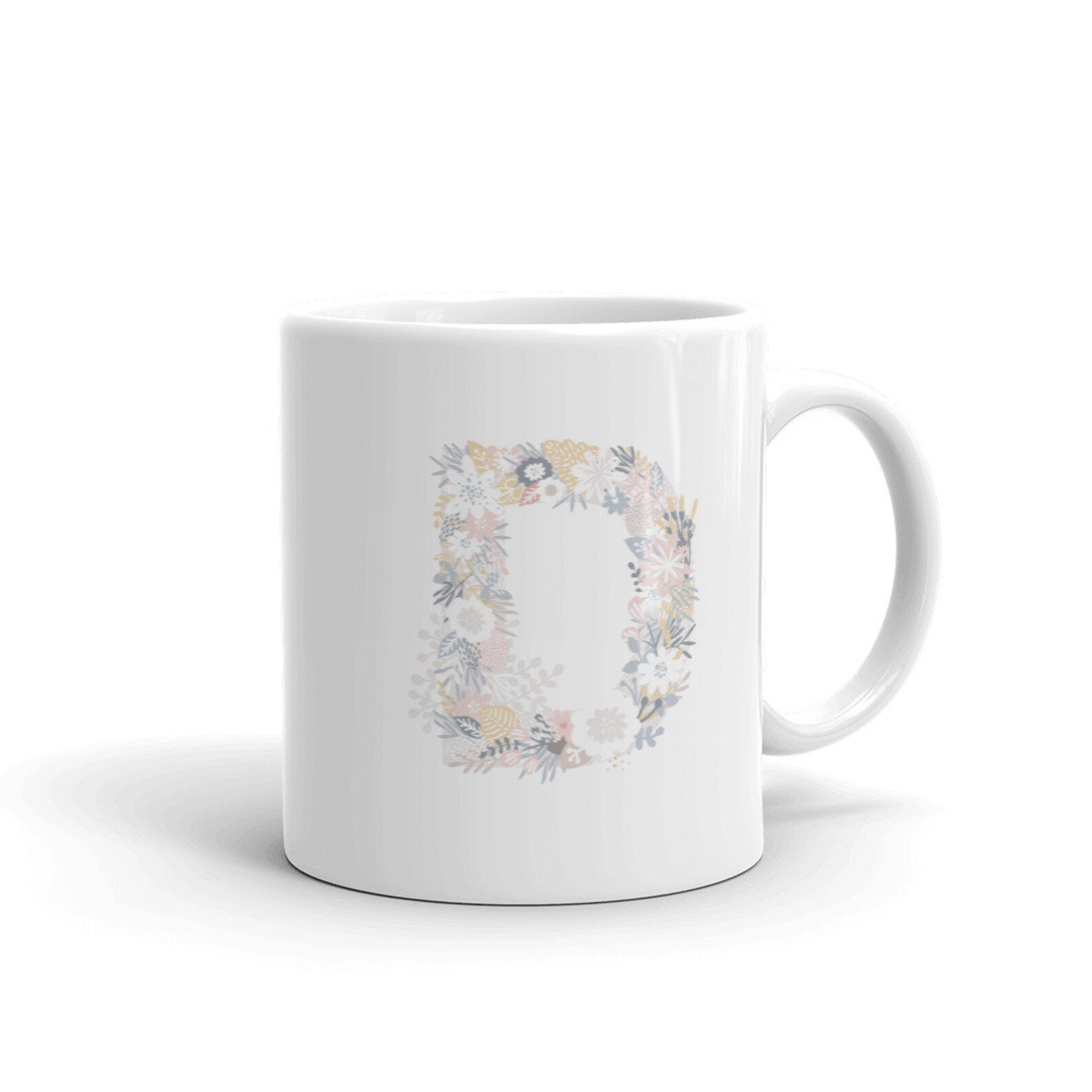 Monogram Letter Mug Nature Flowers Letter D | Coffee Mug, Travel Mug ...