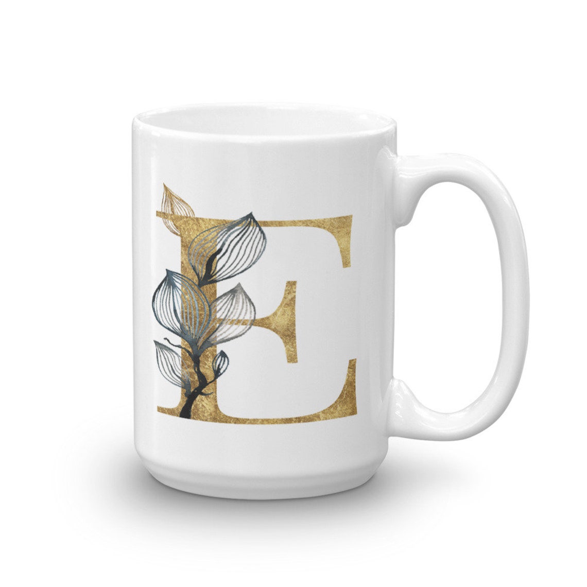 Golden Floral Monogram Letter E Mug Unique Coffee Mugs - Etsy UK