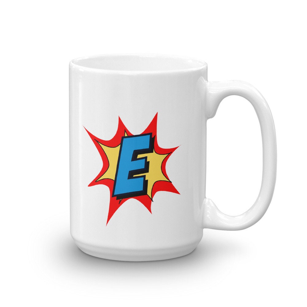 Comic Mug Superhero Gift Letter E Coffee Mug Travel Mug - Etsy