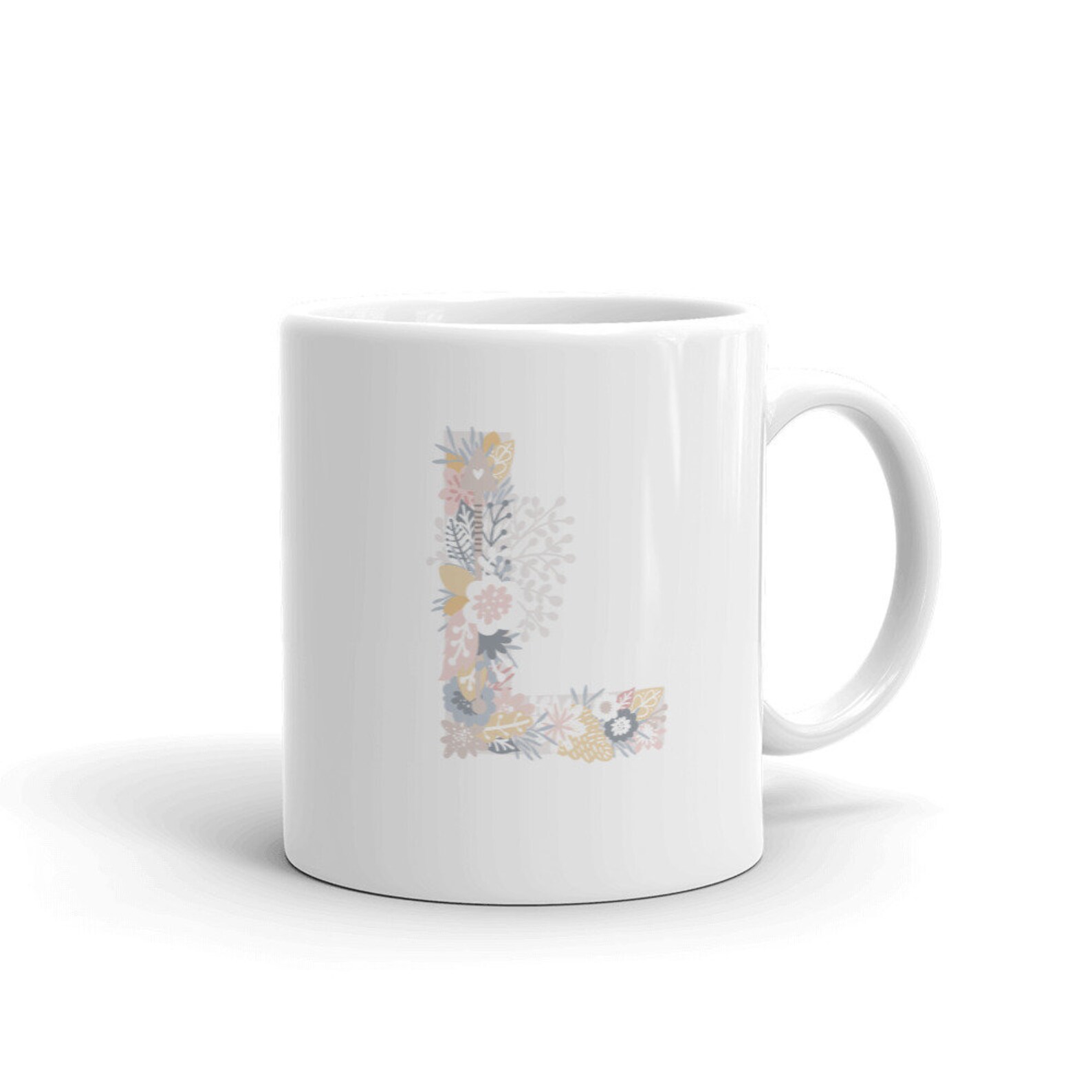 Monogram Letter Mug Nature Flowers Letter L | Coffee Mug, Travel Mug ...