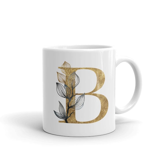 Golden Floral Monogram Letter B Mug Unique Coffee Mugs - Etsy UK