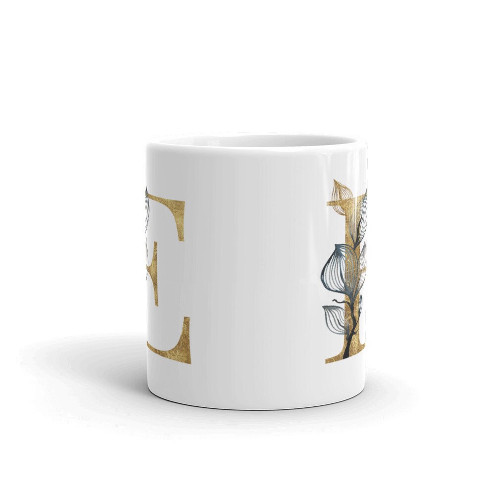 Golden Floral Monogram Letter E Mug Unique Coffee Mugs - Etsy UK